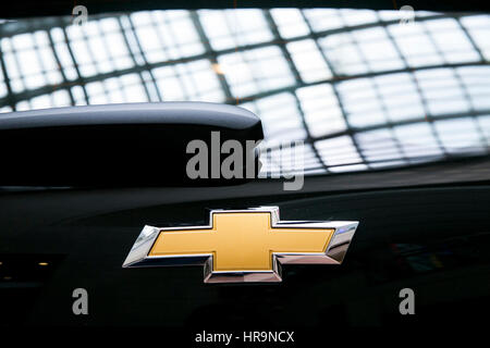 A logo badge on a 2017 Chevrolet "Chevy" Bolt EV electric car Stock ...