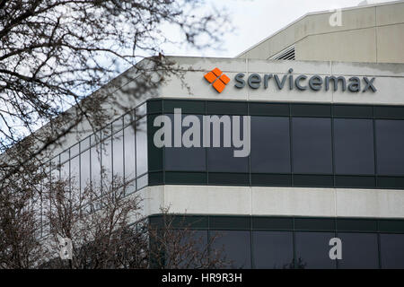 A logo sign outside of the headquarters of ServiceMax in Pleasanton ...