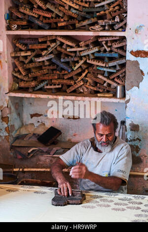 India, Rajasthan, Balotra, block printing textile Stock Photo - Alamy