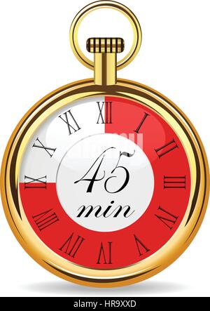 Timer with 45 minutes on dial illustration. Time, stopwatch, alarm ...