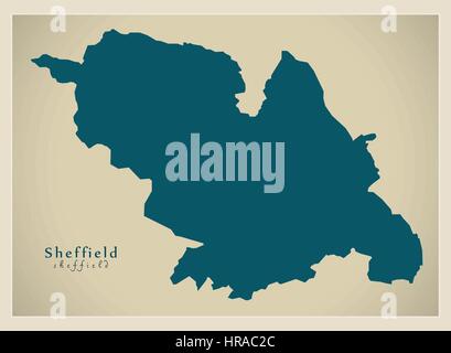 Modern City Map - Sheffield city of England with wards and titles UK ...