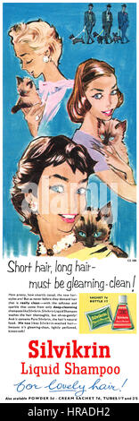 1957 British advertisement for Silvikrin shampoo Stock Photo - Alamy