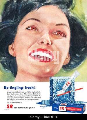 1958 British advertisement for SR Toothpaste Stock Photo - Alamy