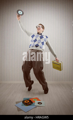 Nerd student enjoys dancing alone Stock Photo - Alamy