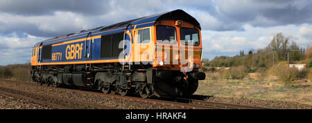 66771 GBRF Diesel Powered Freight Train up from Whittlesey town train ...