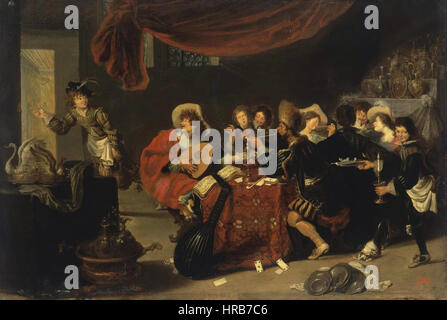 Simon de Vos - Merry company in an interior (Allegory of the five ...