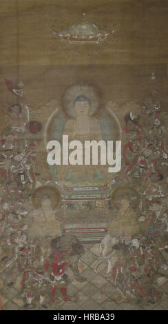 Shaka Triad with Sixteen Deities of the Mahaprajnparamita Sutra Stock ...