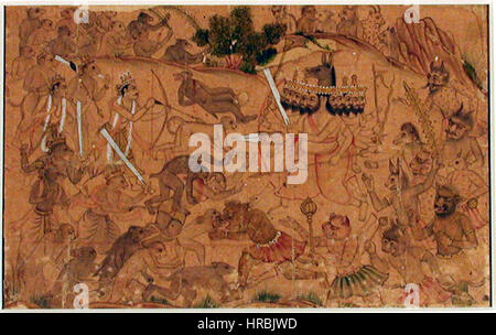 Rama with his monkey and bear army attacks Ravana and his demons ...