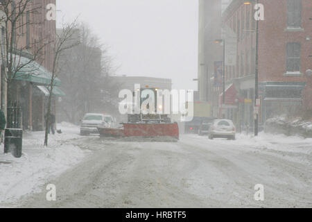 Snowstorm downtown Portland Maine plow winter storm snow New England ...
