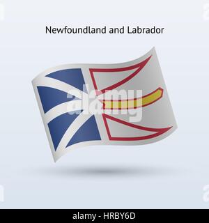 Newfoundland and Labrador Flag Waving Vector Illustration on White ...
