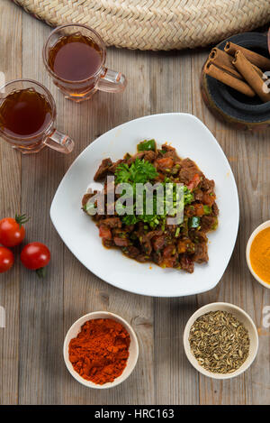 beef liver kebda, mugagal arabic food Stock Photo - Alamy