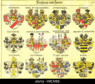 This work features heraldic insignia or coats of arms of notable ...
