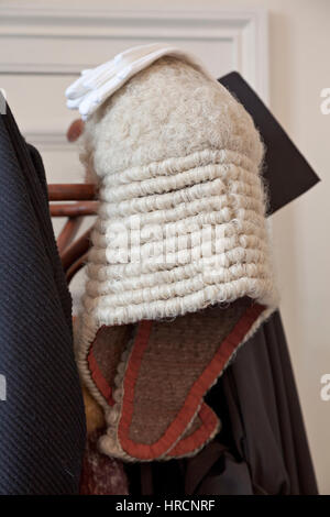 King's Counsel's wig on a traditional box stand which is folded out ...