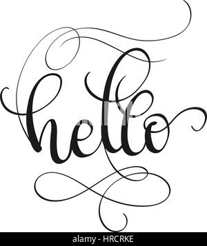 Hello calligraphy lettering isolated on white. Hand drawn typography ...
