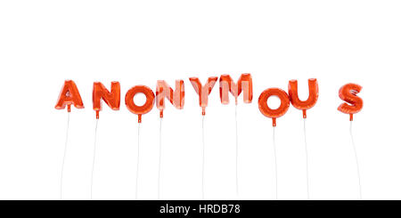 ANONYMOUS - Red text on typography background - 3D rendered royalty ...