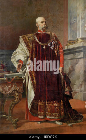 Emperor Franz Joseph I in the fleece robe, half-length, half right, in ...