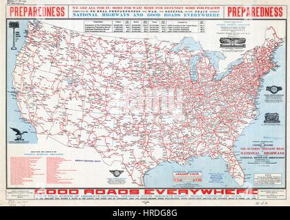 National highways map of the United States showing principal ...