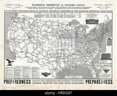 National highways map of the United States showing principal ...