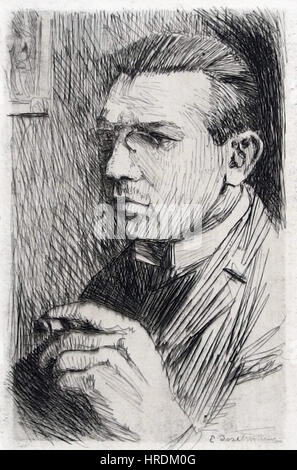 Ernst Isselmann (1885-1916), portrait, etching, Rees October 1908 Stock ...