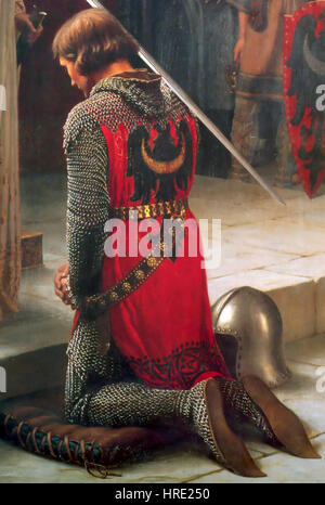 'Accolade' by Edmund Blair Leighton depicts a knight being honored with ...