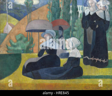 Emile Bernard painting Breton women in the shade, 1892, Musée d'Orsay ...