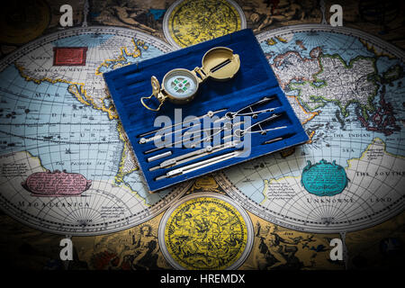 Antique drafting instruments Stock Photo - Alamy