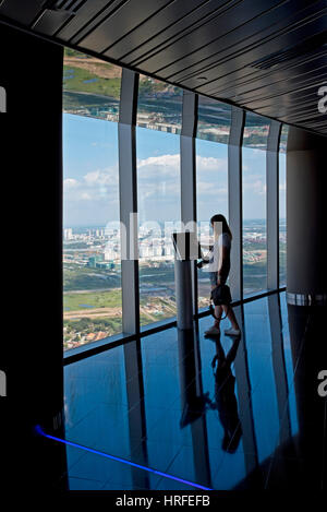A view from inside the Saigon Skydeck on top of the Bitexco Financial ...