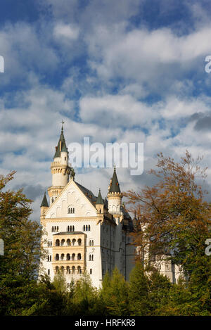 Neuschwanstein Castle, the 19th century Romanesque Revival palace, with ...