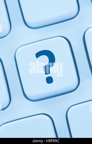 Computer keyboard question mark help blue symbol ask Stock Photo - Alamy