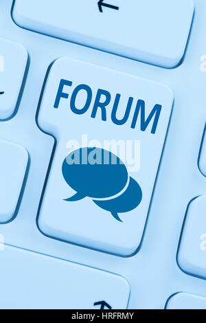 Forum communication community internet blog media button press blue ...