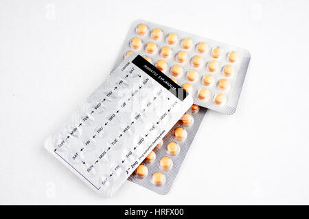 HRT Hormone replacement therapy tablets in a plastic dispenser Stock ...