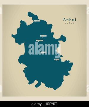 China map with Anhui province map illustration Stock Vector Image & Art ...