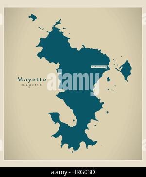 Vector map of Mayotte. Country map with division, cities and capital ...