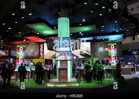 People visit the stand of Lenovo during the 3rd World Intelligence ...