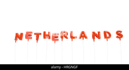 NETHERLANDS - Red text on typography background - 3D rendered royalty ...