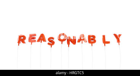 REASONABLY - Red text on typography background - 3D rendered royalty ...