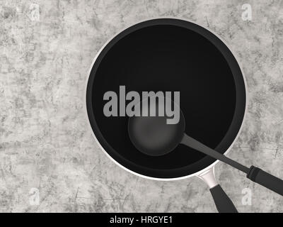 3d rendering sauce pan with ladle on white background Stock Photo - Alamy