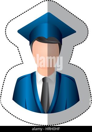 half body man with graduation outfit vector illustration Stock Vector ...