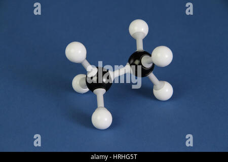 Ethane, C2H6, molecule model and chemical formula. Organic chemical ...