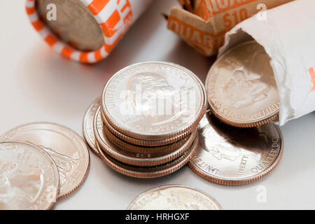 Stack of US quarters - USA Stock Photo - Alamy