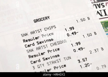 Grocery receipts - USA Stock Photo - Alamy
