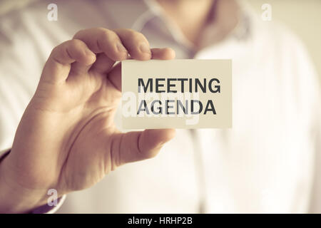 Text sign showing Meeting Agenda. Business overview An agenda sets ...