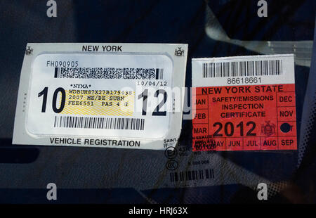 Vehicle Registration and Inspection Stickers Stock Photo - Alamy