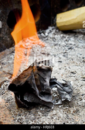 burning, sheet of paper, paper, smoke, smoking, smokes, fume, model ...
