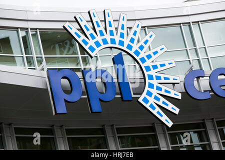 A logo sign outside of PPL Center in Allentown, Pennsylvania on ...