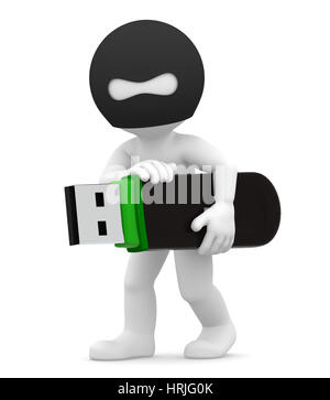 3d render illustration usb cartoon icon on white background. 3d render ...