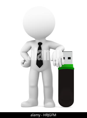 3d render illustration usb cartoon icon on white background. 3d render ...