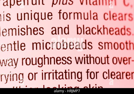 Microbeads Label, Close-up Stock Photo - Alamy