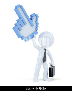 Businessman pointing at 3D render of network structure HR - HR ...