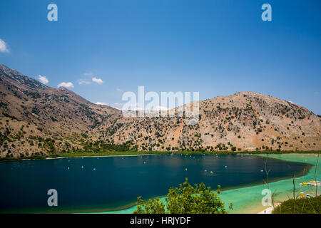 Beach in village Kavros in Crete island, Greece. Magical turquoise ...